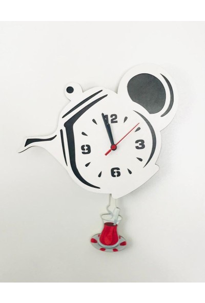 Erva Aksesuar Demlik Beyaz Sallanır Sarkaçlı Saat