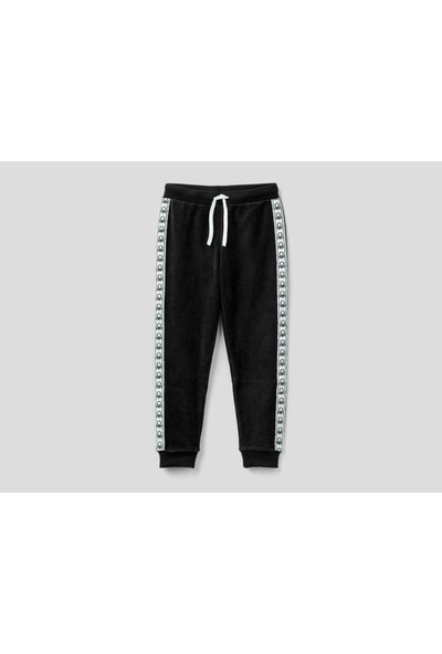 Benetton Logolu Kadife Eşofman Altı