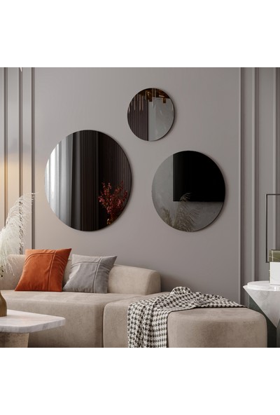 Camex Store Camex 30-45-60 cm Yuvarlak Füme Ayna Takımı Camex Store Camex 30-45-60 cm Yuvarlak Füme Ayna Takımı