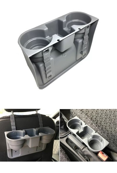 Btm Otomotiv Araç Içi Koltuk Yanı Ve Arkası Bardaklık Gri