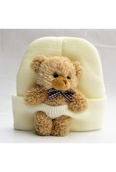 Salar Ticaret Salarticaret Peluş Ayıcıklı Bere 1-5 Yaş Arası Ekru