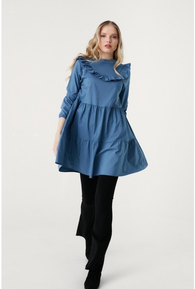 FullaModa Önü Fırfırlı Kat Kat Tunik