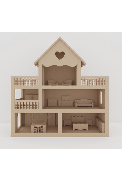 Ziphida Oyuncak Büyük Ahşap Mdf Ev 53 cm Mobilyalı 16 Parça Eşyalı Ziphida Oyuncak Büyük Ahşap Mdf Ev 53 cm Mobilyalı 16 Parça Eşyalı