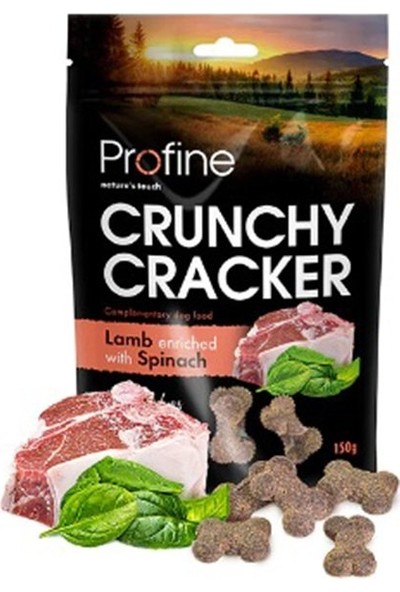 Profine Crunchy Cracker Kuzu Etli ve Ispanaklı Kıtır Köpek Ödül Maması 150 gr
