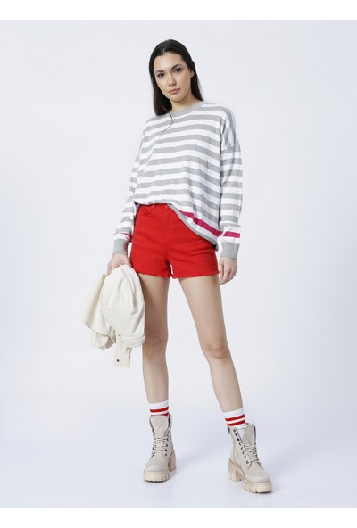 Aeropostale Kdsy114 Yüksek Bel Standart Kalıp Düz Kırmızı Kadın Mini Şort