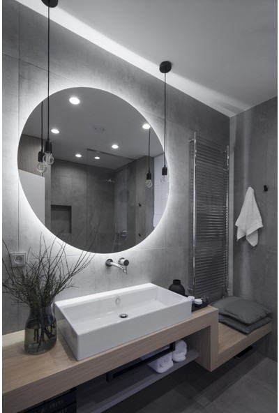 Nuun Dekor 90 cm Beyaz Ledli Duvar Aynası Dekoratif Yuvarlak Ayna Banyo Aynası Prizli Nuun Dekor 90 cm Beyaz Ledli Duvar Aynası Dekoratif Yuvarlak Ayna Banyo Aynası Prizli