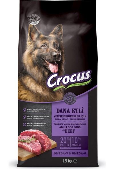 Crocus Biftekli Pirinçli Yet. Köpek Maması 15 kg