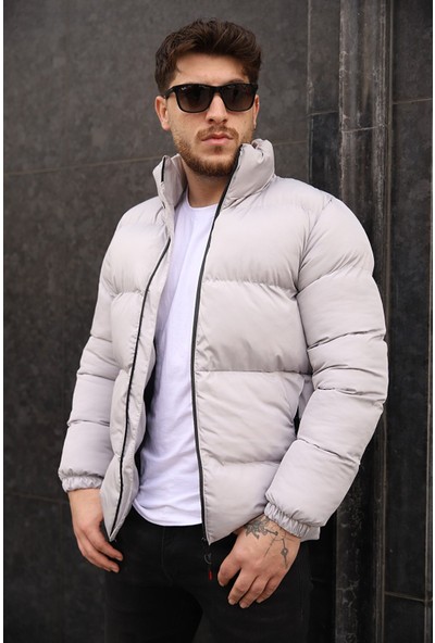 Helen Goods Aş Rengi Kapüşonsuz Su Geçirmez Erkek Mont