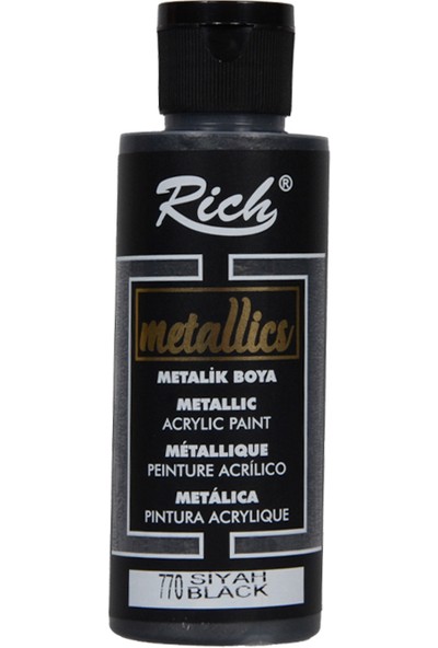 Rich Metalik Akrilik Boya 120 ml Siyah