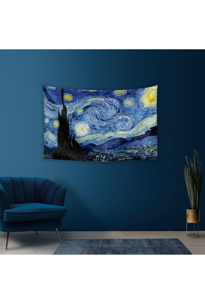 Vagonik Van Gogh Yıldızlı Gece 1 Duvar Örtüsü Halısı (70 x 100 Cm)