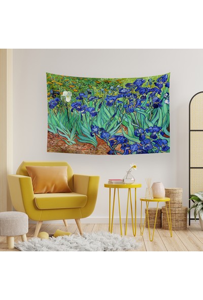 Vagonik Van Gogh Iris Süsen Çiçeği Duvar Örtüsü Halısı (70 x 100 Cm)