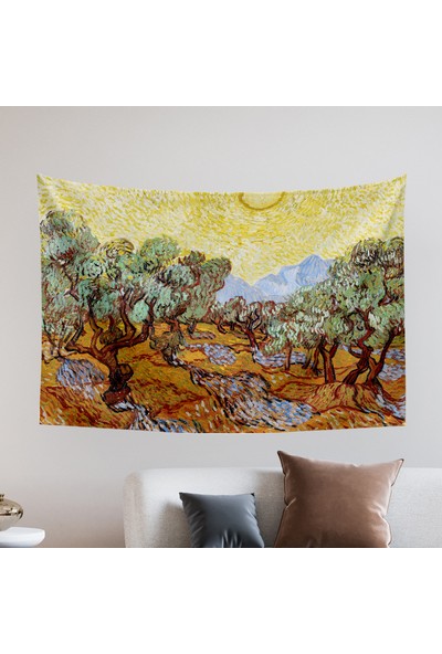 Vagonik Van Gogh Zeytin Ağaçları Duvar Örtüsü Halısı (70 x 100 Cm)