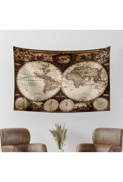 Vagonik Antik Dünya Doncker Deniz Atlası Dünya Haritası Duvar Örtüsü Halısı (70 x 100 Cm) Vagonik Antik Dünya Doncker Deniz Atlası Dünya Haritası Duvar Örtüsü Halısı (70 x 100 Cm)