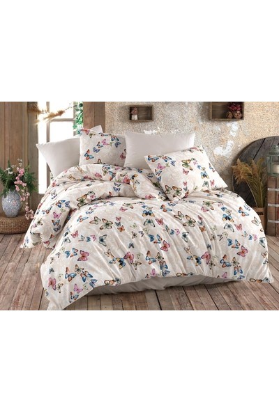 Üntaş Life Serisi Kelebek Desen Çift Kişilik Pamuklu Nevresim Seti 200 x 220 cm