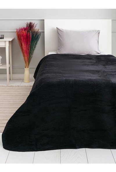 Cotton Box - Siyah Pamuklu Tek Kişilik Battaniye