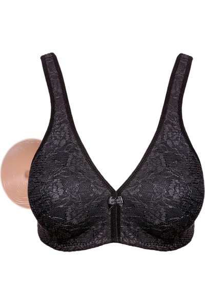 Alışveriş Meydanı Siyah Penye Pamuk Cepli Protez Sütyen