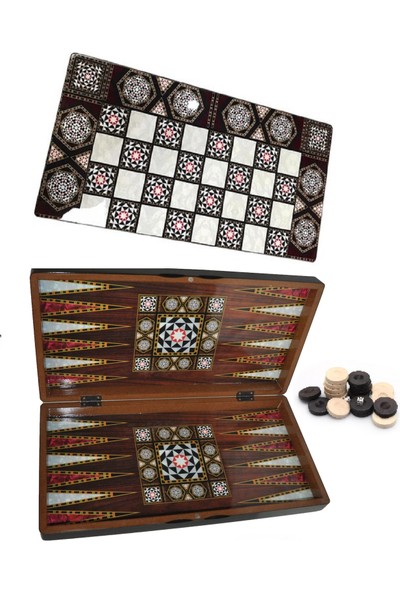 Herkese Toptantic Polyester / Cilalı Sedefli İzmir Ahşap Büyük Boy Tavla Takımı