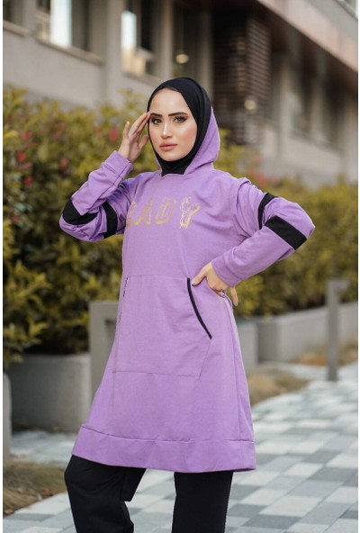 Burcu Tesettür Kangoru Cepli Eşofman Takımı TRN2010 Lila Burcu Tesettür Kangoru Cepli Eşofman Takımı TRN2010 Lila
