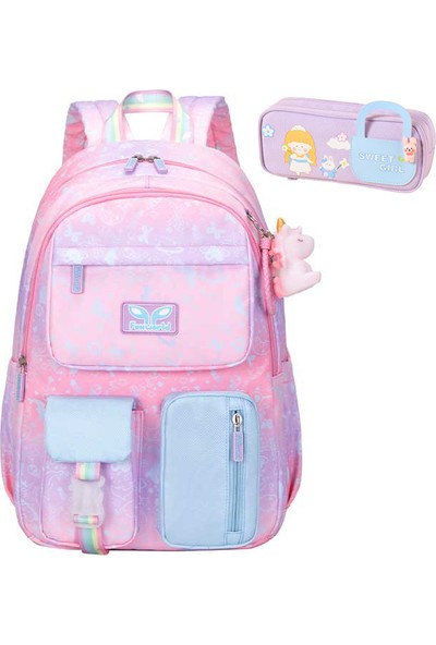 Foxworld Kız Çocuk Okul Çantası ve Kalem Çantası 2 Parçalı Set (Yurt Dışından)