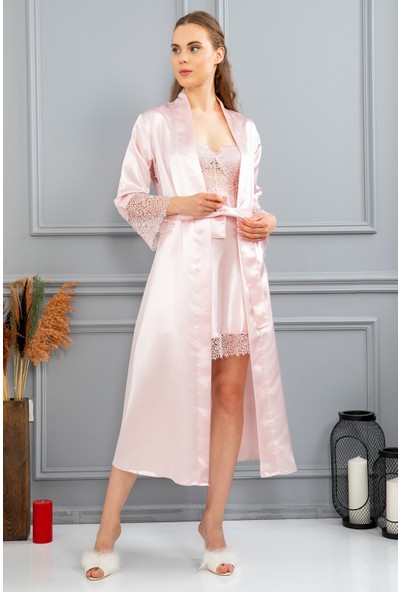 EXCLUSIVE Lüks Ipek Saten Altılı Gecelik Sabahlık Takımı 9085 EXCLUSIVE Lüks Ipek Saten Altılı Gecelik Sabahlık Takımı 9085