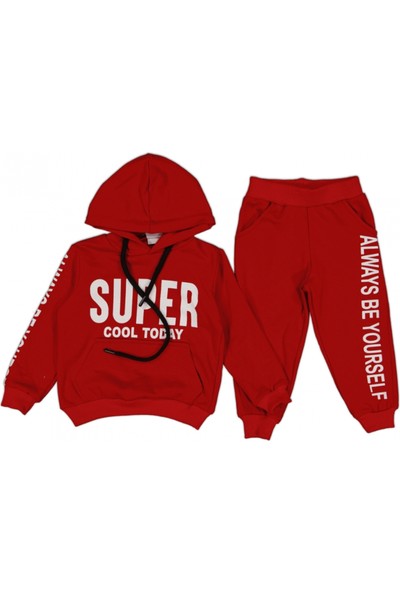 Nurdela Super Baskıllı Kapişonlu Pamuk Erkek Çocuk Takımı