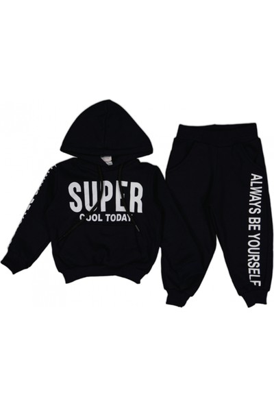 Nurdela Super Baskıllı Kapişonlu Pamuk Erkek Çocuk Takımı