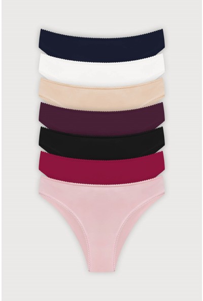 COTTONHILL Pamuklu Basic Kadın Brezilya Külot 7'li Paket