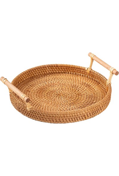 El Dokuması Rattan Saklama Tepsisi