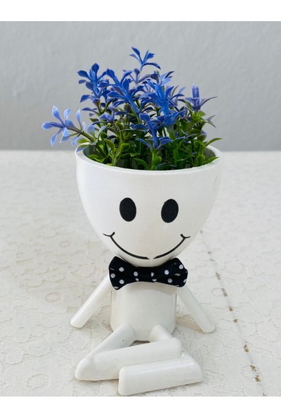 Home Future Dekoratif Saksılı Çiçek Süs Gülen Yüz Yapay Çiçek Sevgililer Günü Valentines Dekoratif Beyaz Lila