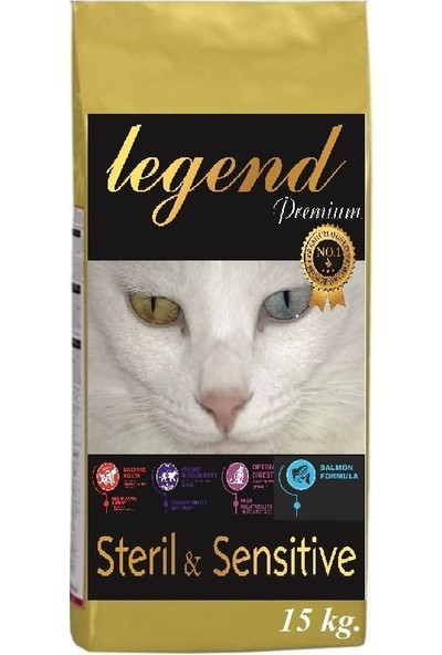 Legend Gold Sterilised Somonlu Kısırlaştırılmış Düşük Tahıllı Balıklı Yetişkin Kedi Maması 15 kg