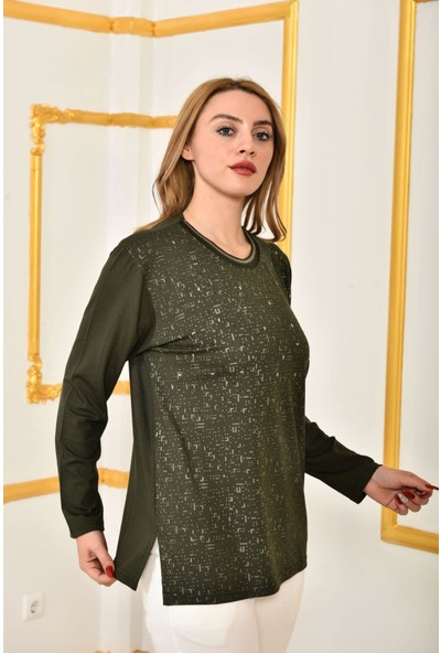 Tütsü Triko Haki Rayon Triko Desenli Büyük Beden Bluz Merserize Anne Kazak Tütsü Triko Haki Rayon Triko Desenli Büyük Beden Bluz Merserize Anne Kazak