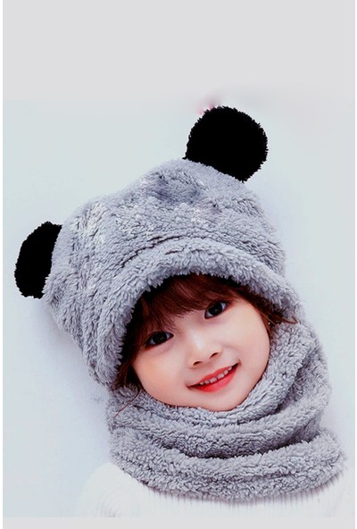 Bundera Panda Çocuk Kapşonlu Peluş Bere Atkı Welsoft Boyunluk Rüzgar Geçirmez Kulaklı Şapka Bundera Panda Çocuk Kapşonlu Peluş Bere Atkı Welsoft Boyunluk Rüzgar Geçirmez Kulaklı Şapka