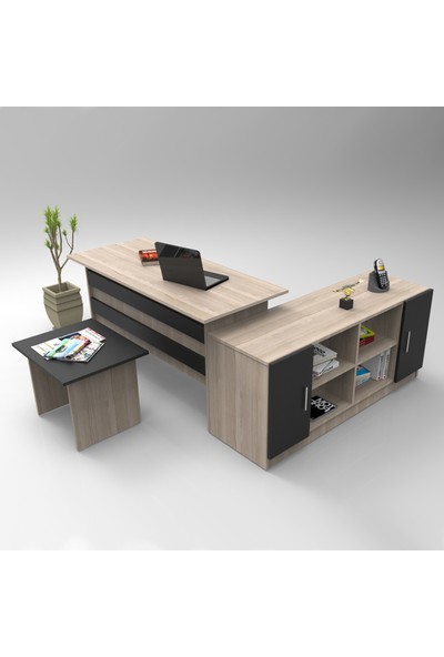 L'occi Concept Diego Abf Ofis Büro Masa Takımı Meşe-Siyah L'occi Concept Diego Abf Ofis Büro Masa Takımı Meşe-Siyah