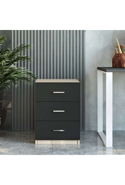 L'occi Concept Diego C Ofis 3 Lü Keson Meşe-Siyah