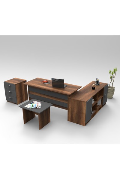 L'occi Concept Diego Abcf Ofis Büro Masa Takımı Barok-Antrasit