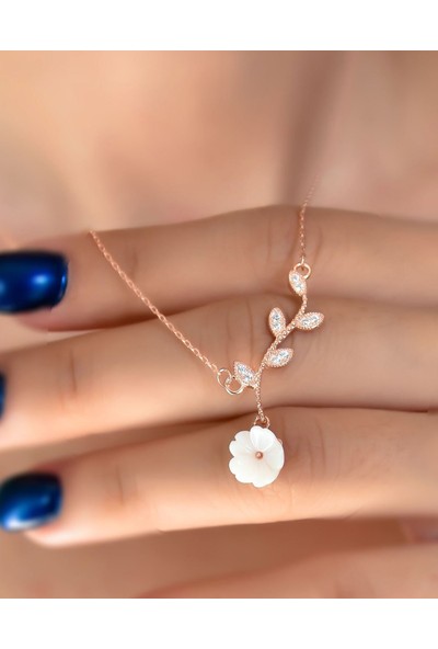 Papatya Silver 925 Ayar Gümüş Taşlı Yasemin Çiçeği Kadın Kolye