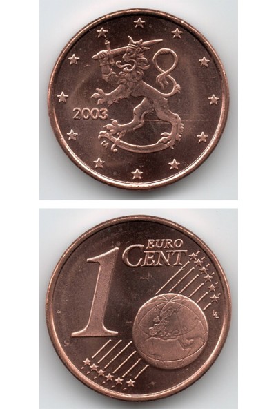 Benim Koleksiyonum Finlandiya, 1 Euro Cent 2003, Çil Eski Madeni Para