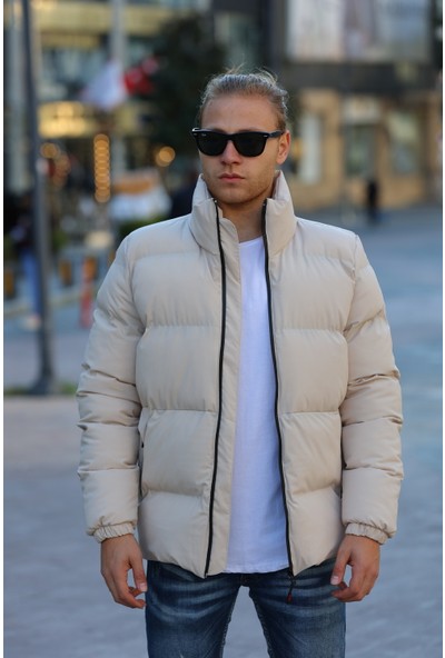B Basicolic Erkek Krem Rengi Şişme Mont