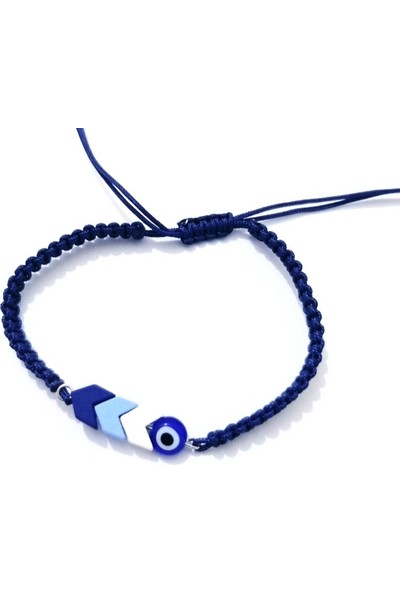 Funny Takı Lacivert Nazar Boncuklu Üç Renk Mat Hematit Taşlı Unisex Bileklik