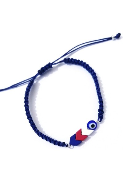 Funny Takı Lacivert Nazar Boncuklu Üç Renk Mat Hematit Taşlı Unisex Bileklik