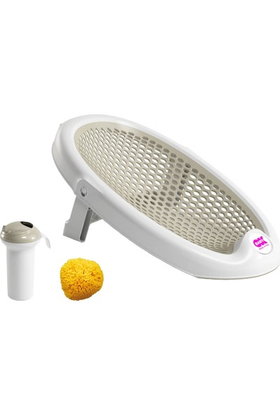 Okbaby Jelly Küvet Aparatı & Splash Bebek Duşu & Doğal Banyo Süngeri No.10 / Gri