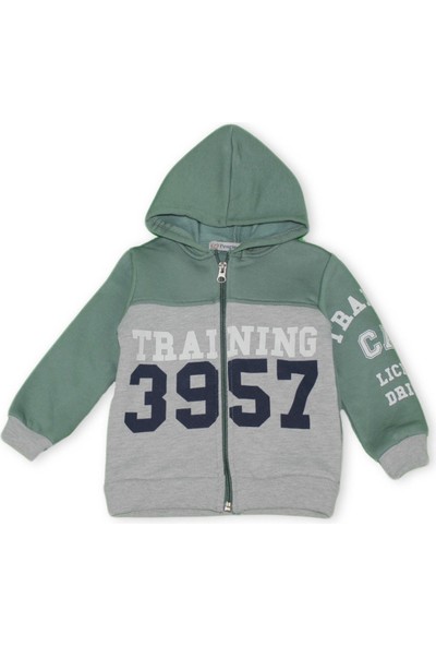 Pengim 211237 Pengim 3957 Baskılı Erkek Hırka2-5 Yaş Yesıl