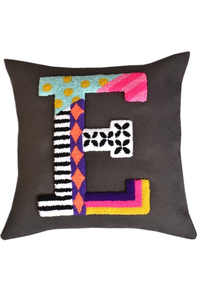 Ge Living Harf Yastık ´´e´´ Harfi Punch El Işlemesi Kırlent Kılıfı
