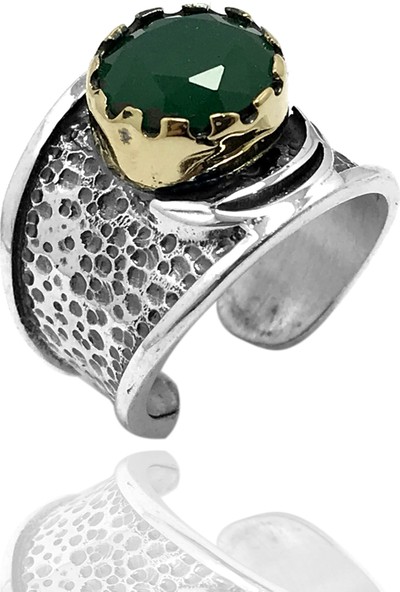 Midyat Nurtaş Gümüş Zümrüt Taşlı Çekic Dövme Model Elişçiliği Otantik Kadın Gümüş Yüzük Midyat Nurtaş Gümüş Zümrüt Taşlı Çekic Dövme Model Elişçiliği Otantik Kadın Gümüş Yüzük