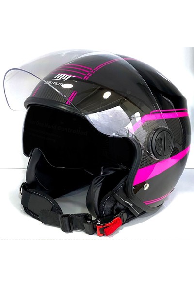 Mts 809A Güneş Vizörlü Açık Kask (Siyah-Pembe)