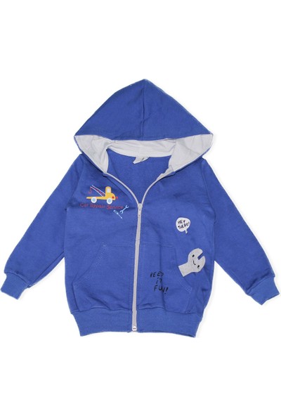 Voi 40152 Voi Carrepoir Service Baskılı 2ip Erkek Hırka 1-4 Yaş Saks Mavisi