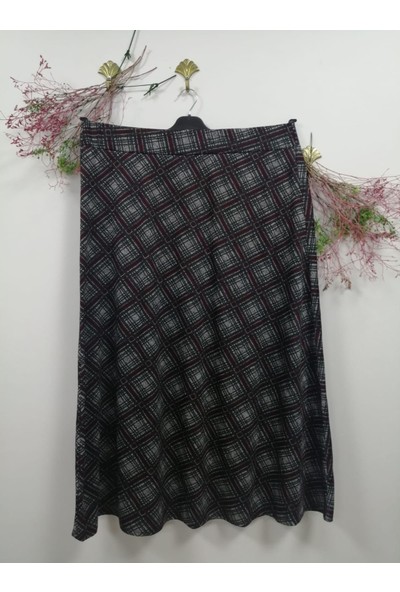 Julyanbutik Büyük Beden Desenli Yarım Mevlana Uzun Etek