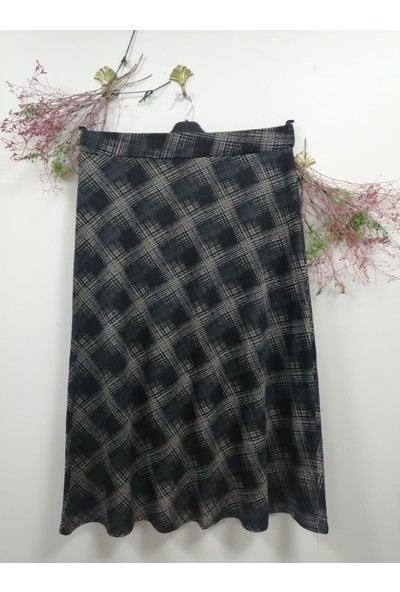 Julyanbutik Büyük Beden Desenli Yarım Mevlana Uzun Etek