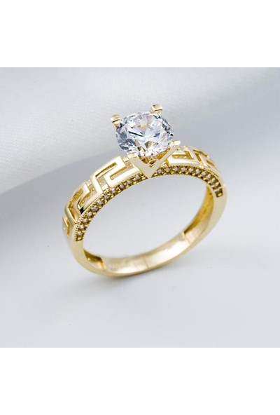 Bilezikci Versace Tektaş 14 Ayar Altın Yüzük