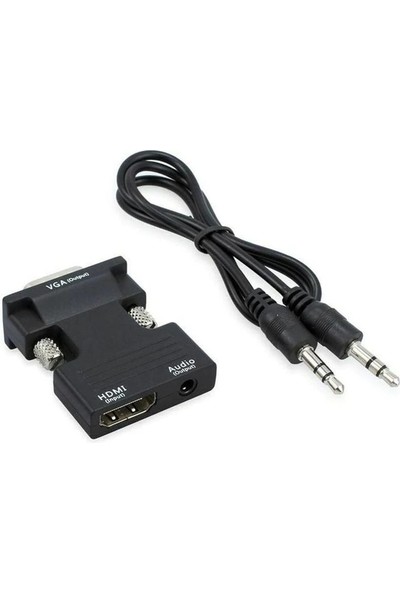 Alfais 4499 Ses Destekli HDMI To VGA Monitör Çevirici Dönüştürücü Adaptör